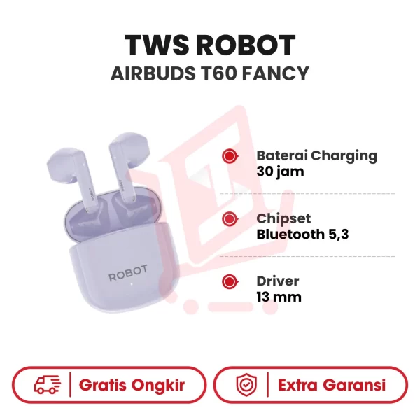 TWS ROBOT AIRBUDS T60 FANCY - Topsell Indonesia