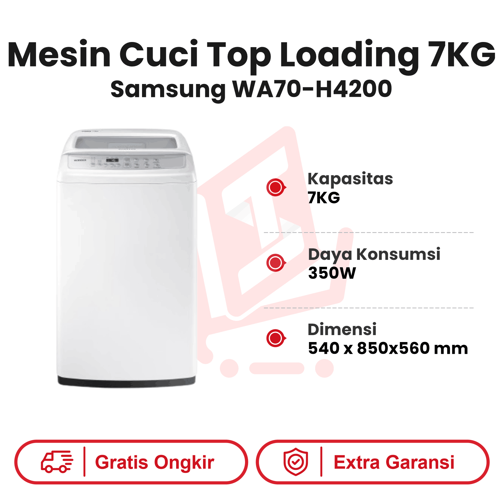 Mesin Cuci Top Loading 7KG Samsung WA70 H4200 - Topsell Indonesia